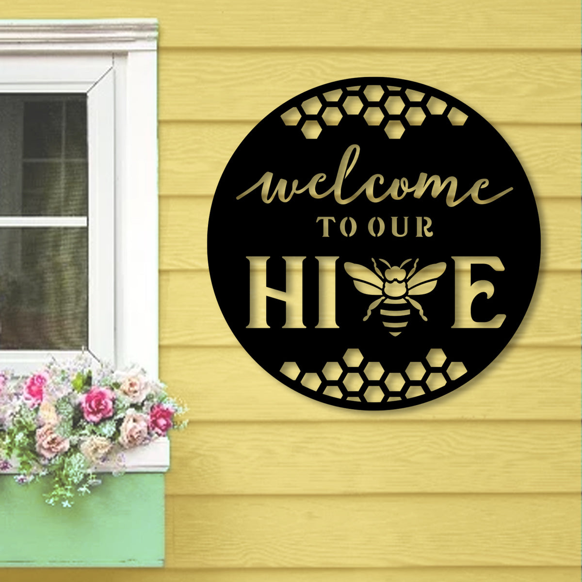 Welcome To Our Hive Sign | Metal Bee Art | Home & Garden Decor | K&S ...