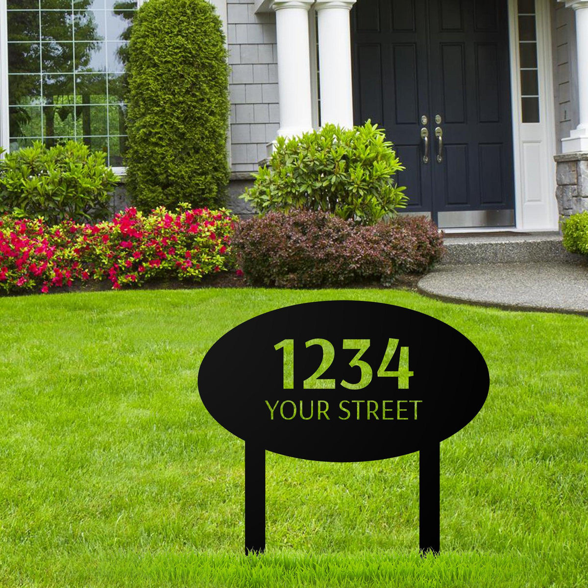 Custom Metal Address Sign with Stakes | Made in the USA | K&S Design Elements