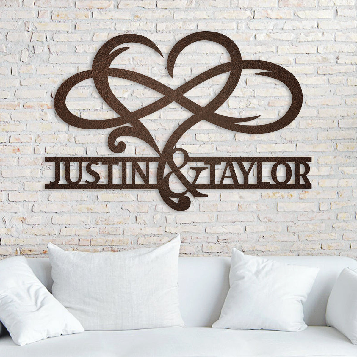 Metal Art Wall Decor Wood Infinity Heart Wall Art – 9.8x11.8 Inch Love ...