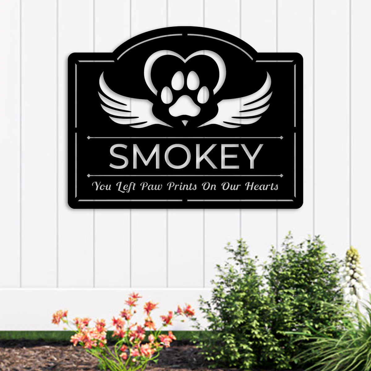 Pet Memorials | Dog Paw Prints On Our Hearts Sign| Grave Marker | K&S ...