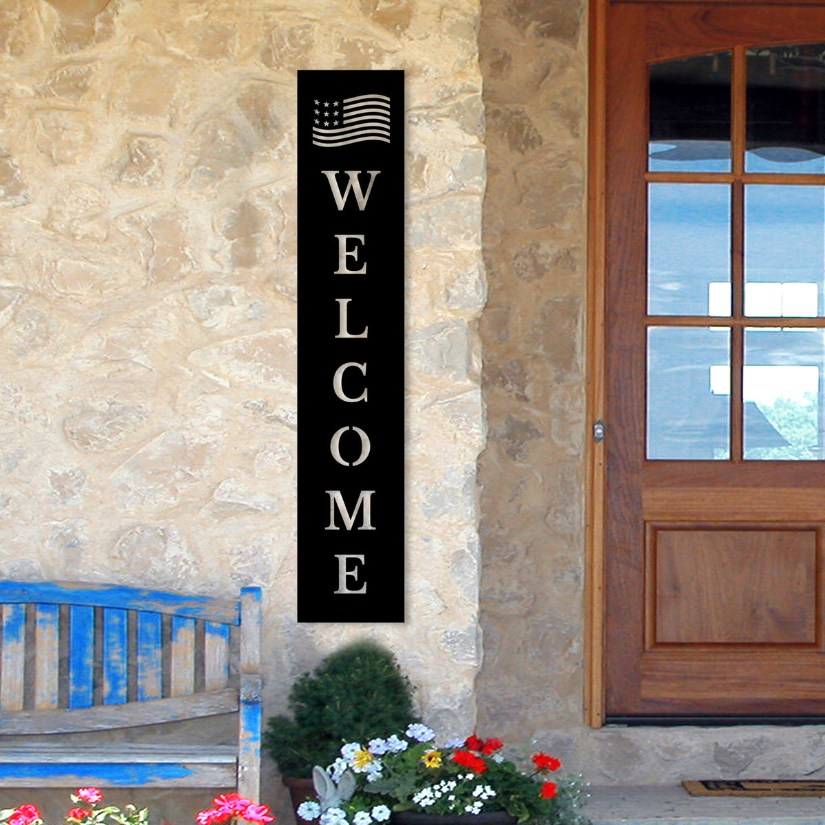 American Flag Welcome Sign | Patriotic Decor & Metal Wall Art | USA | K ...