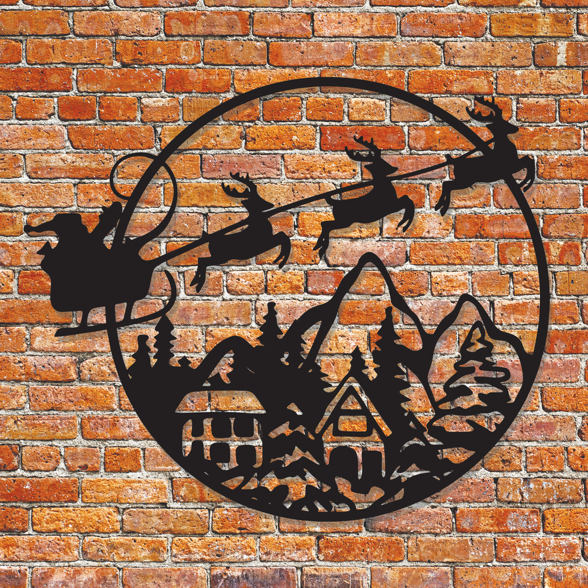 Christmas Santa Sleigh Metal Wall Decor | K&S Design Elements