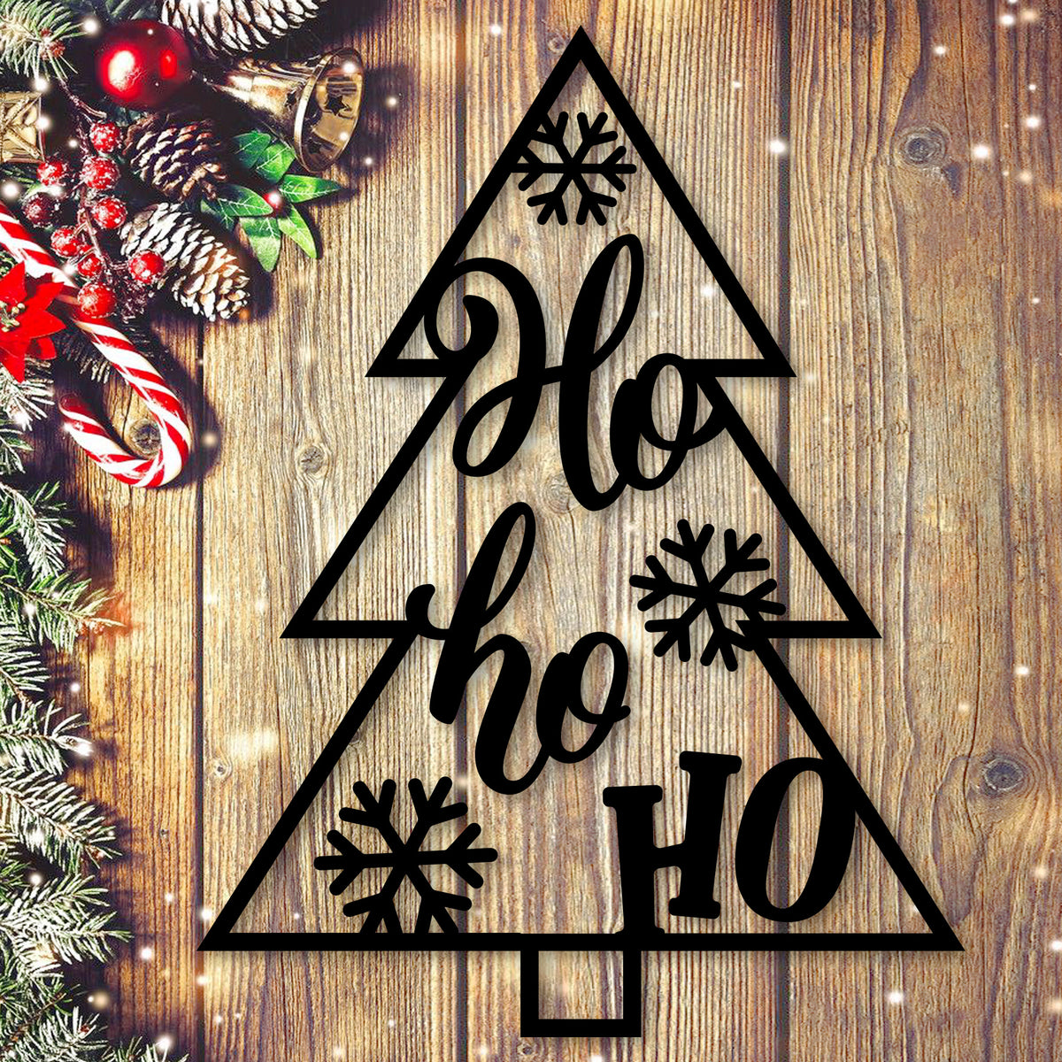 Christmas Tree Ho Ho Ho Metal Wall Decor | K&S Design Elements