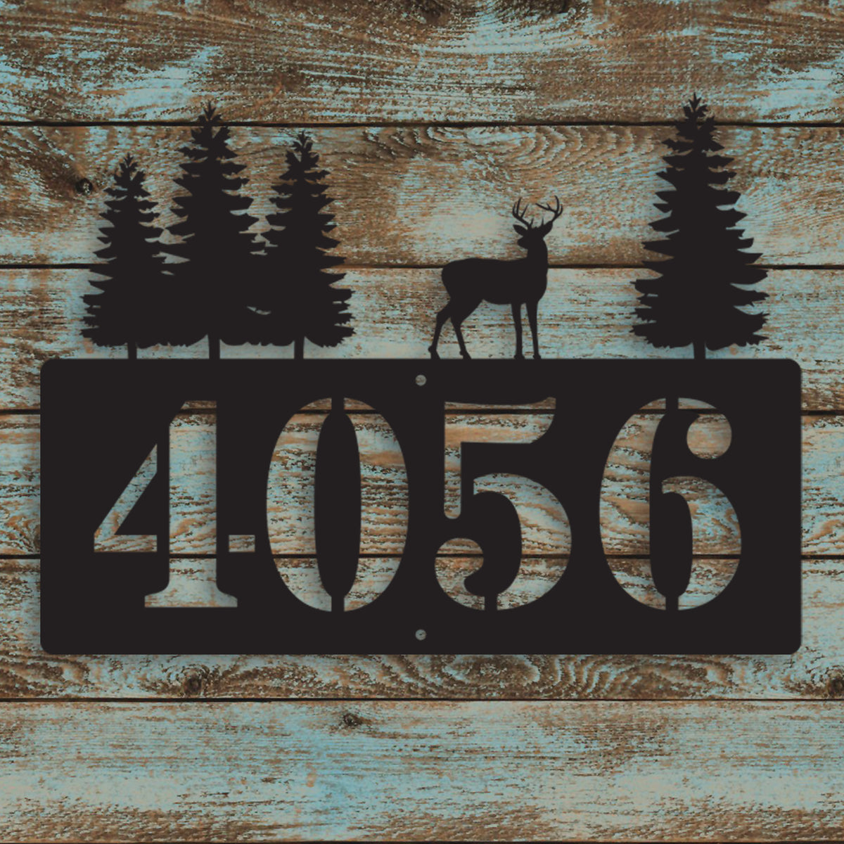 Custom Address Plate | Trees & Deer House Sign | Made In The USA | K&S ...