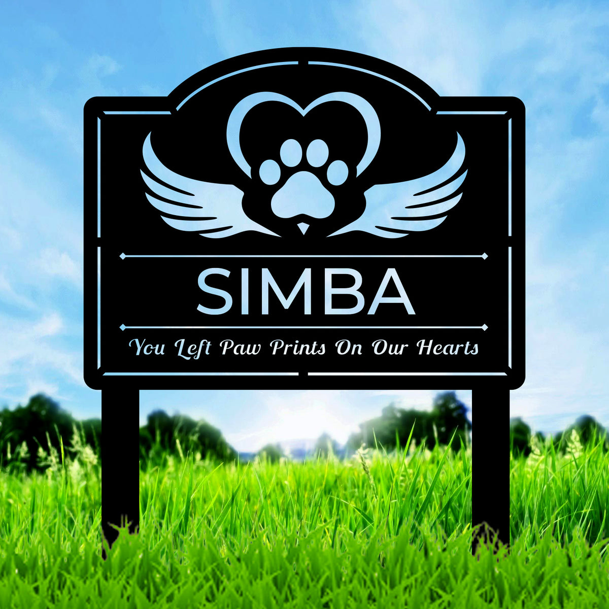 Pet Memorials | Cat Paw Prints On Our Hearts Yard Stake | Grave Marker ...