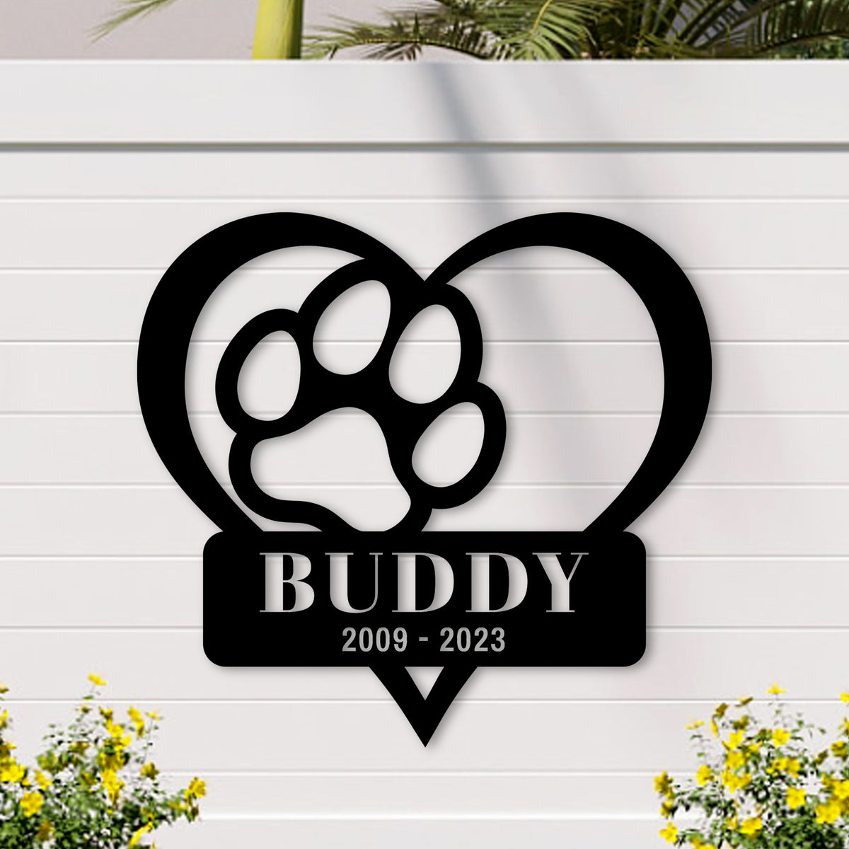 Pet Memorial Signs | Dog Paw With Heart | Custom Metal Grave Markers ...