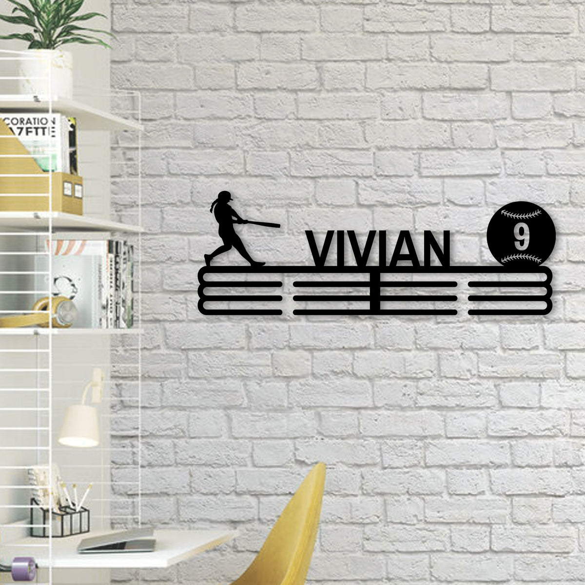 Female Softball Player Medal Hanger | Sports Decor & Custom Metal Art ...