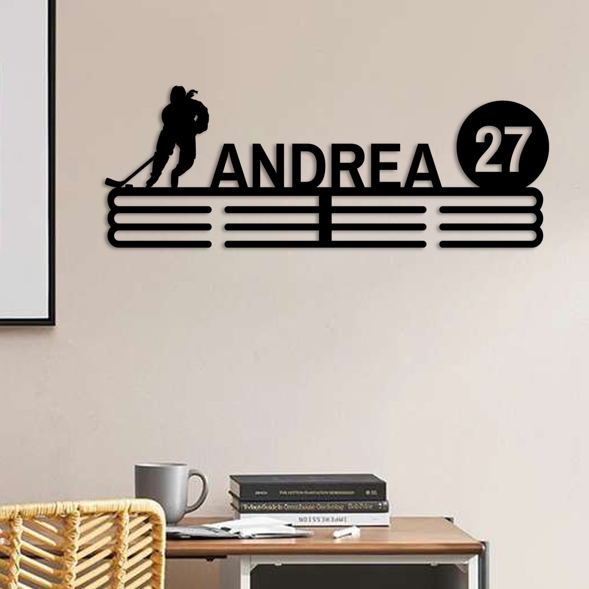 Custom Medal Hanger | Female Hockey Player | Medal Display | K&S Design ...