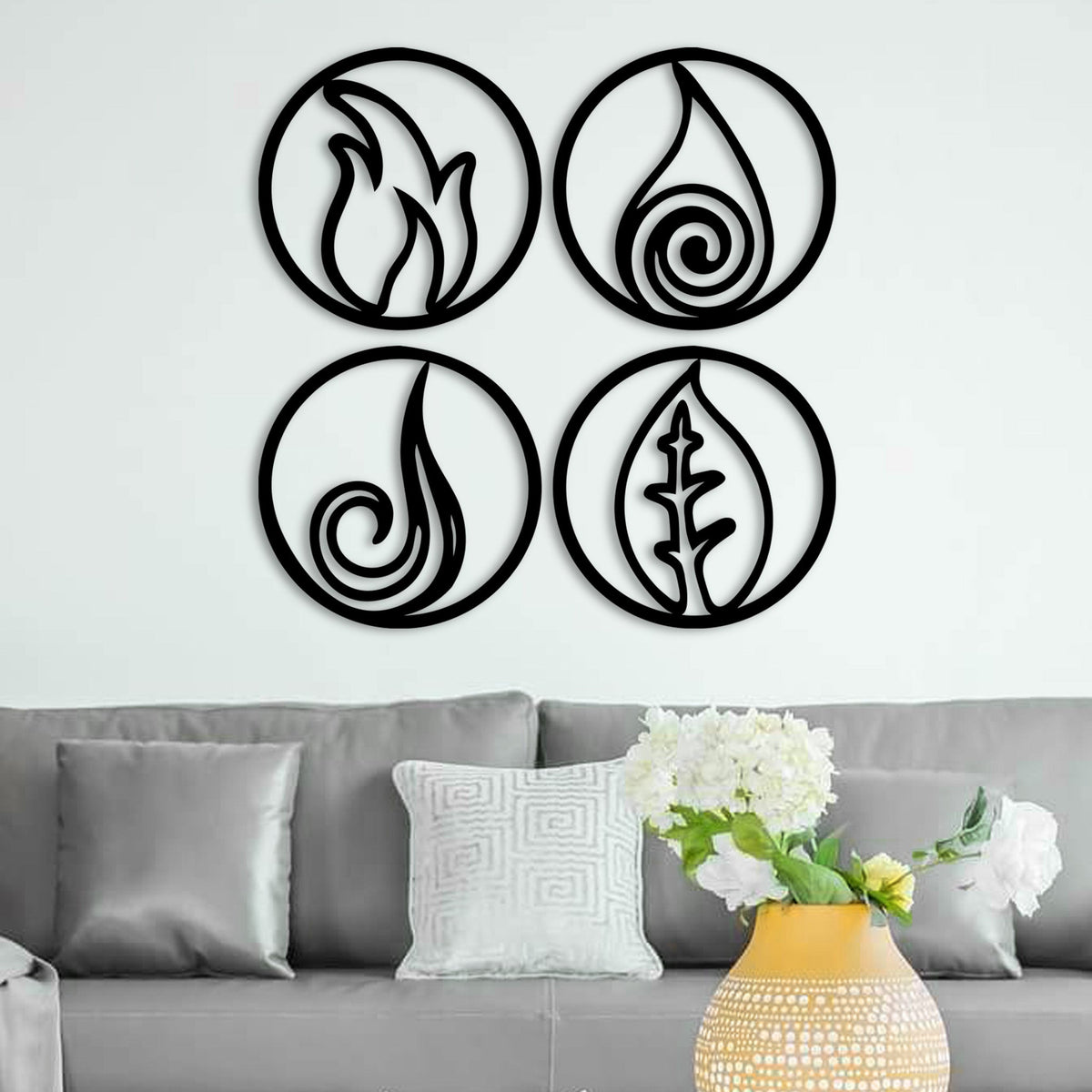 Four Elements Wall Art | Fire, Water, Air and Earth Metal Decor | K&S ...