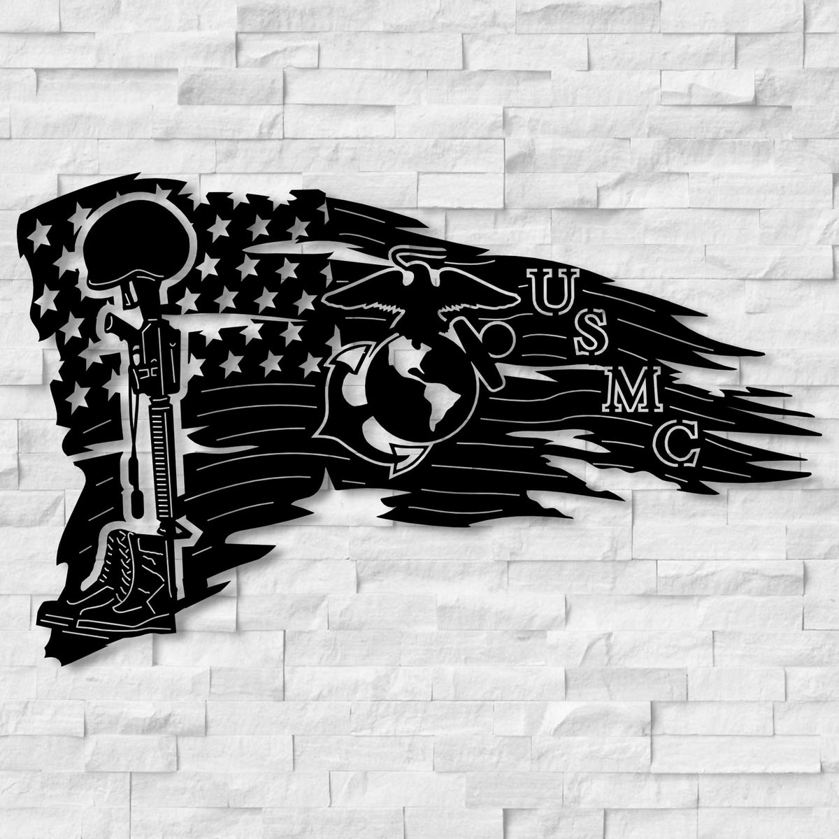 USMC American Flag Metal Wall Art | Military Decor | Made In The USA ...