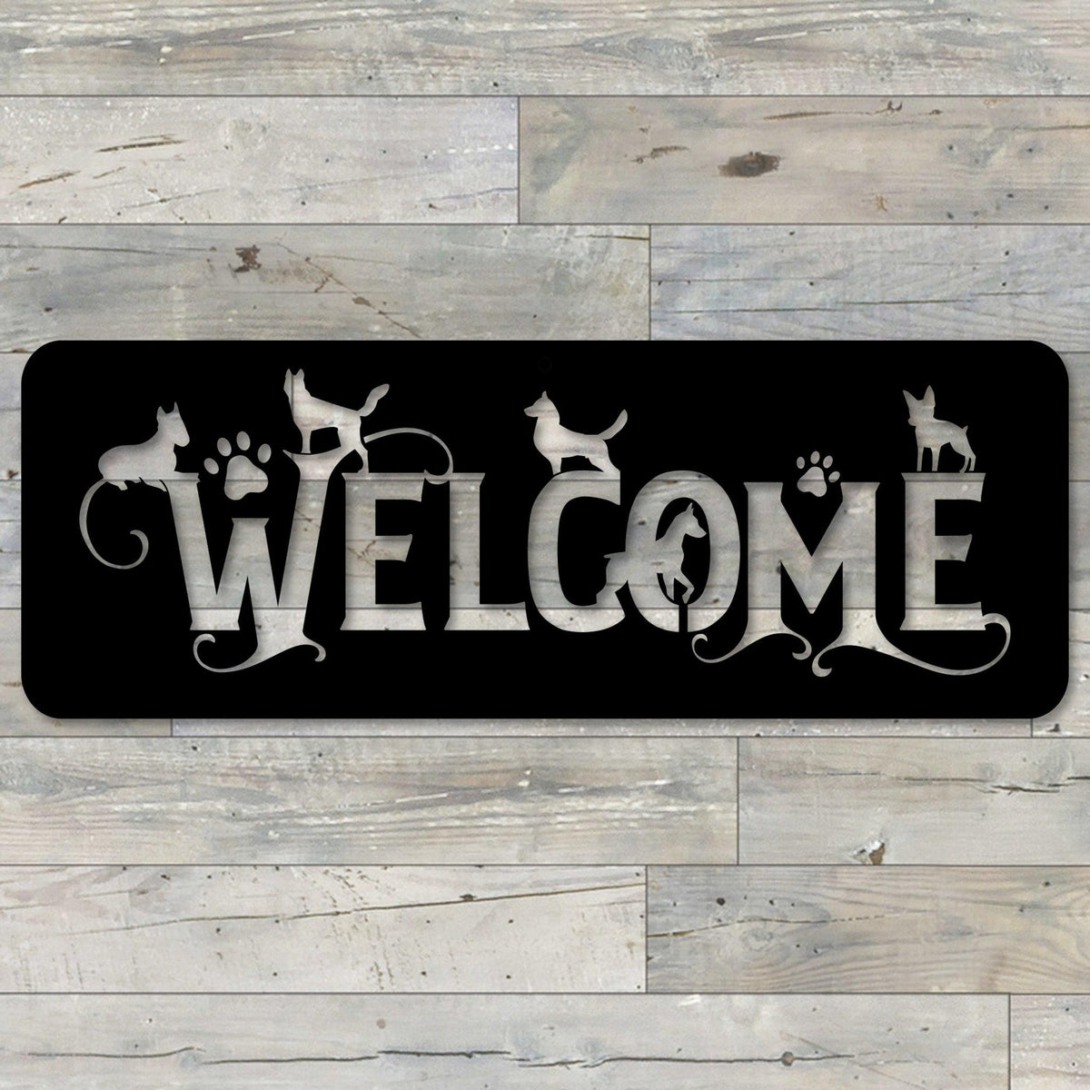 Dogs Welcome Sign | Pet Lovers Metal Wall Art & Home Decor | K&S Design ...